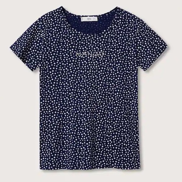 Mango | Tops | Mango Embroidered Logo Tee | Poshmark